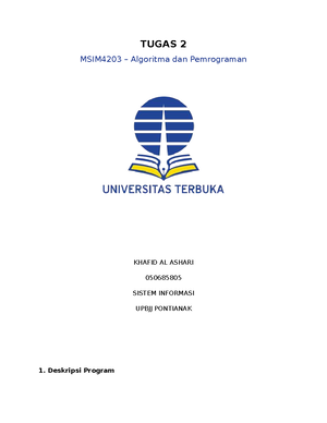 Algoritma Dan Pemrograman - MSIM4203 - Studocu