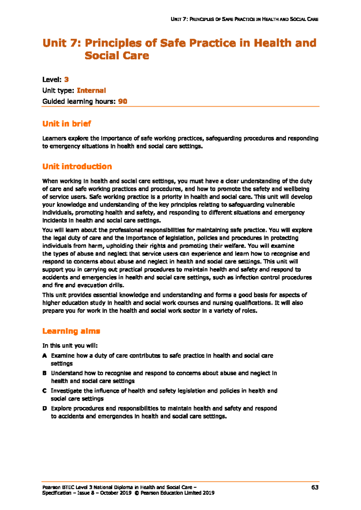 Unit 7: Principles of Safe Practice in Health & Social Care - Overview ...