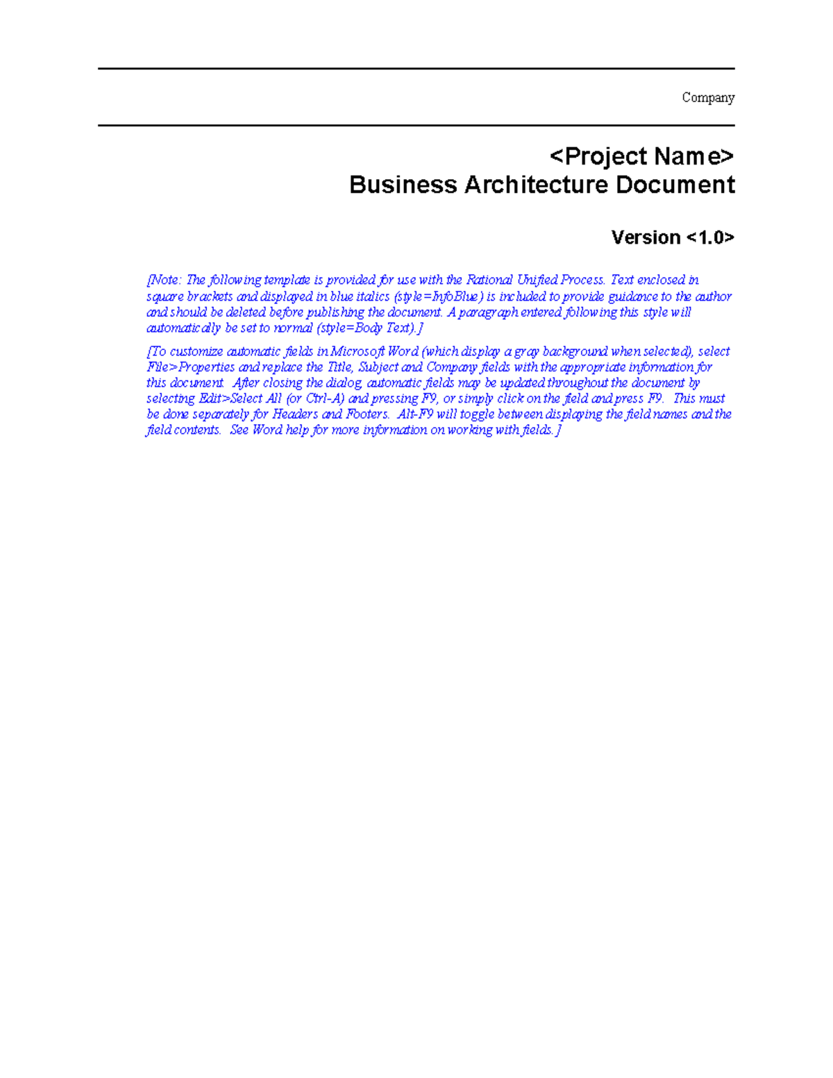 Business Architecture Document - Company Business Architecture Document ...
