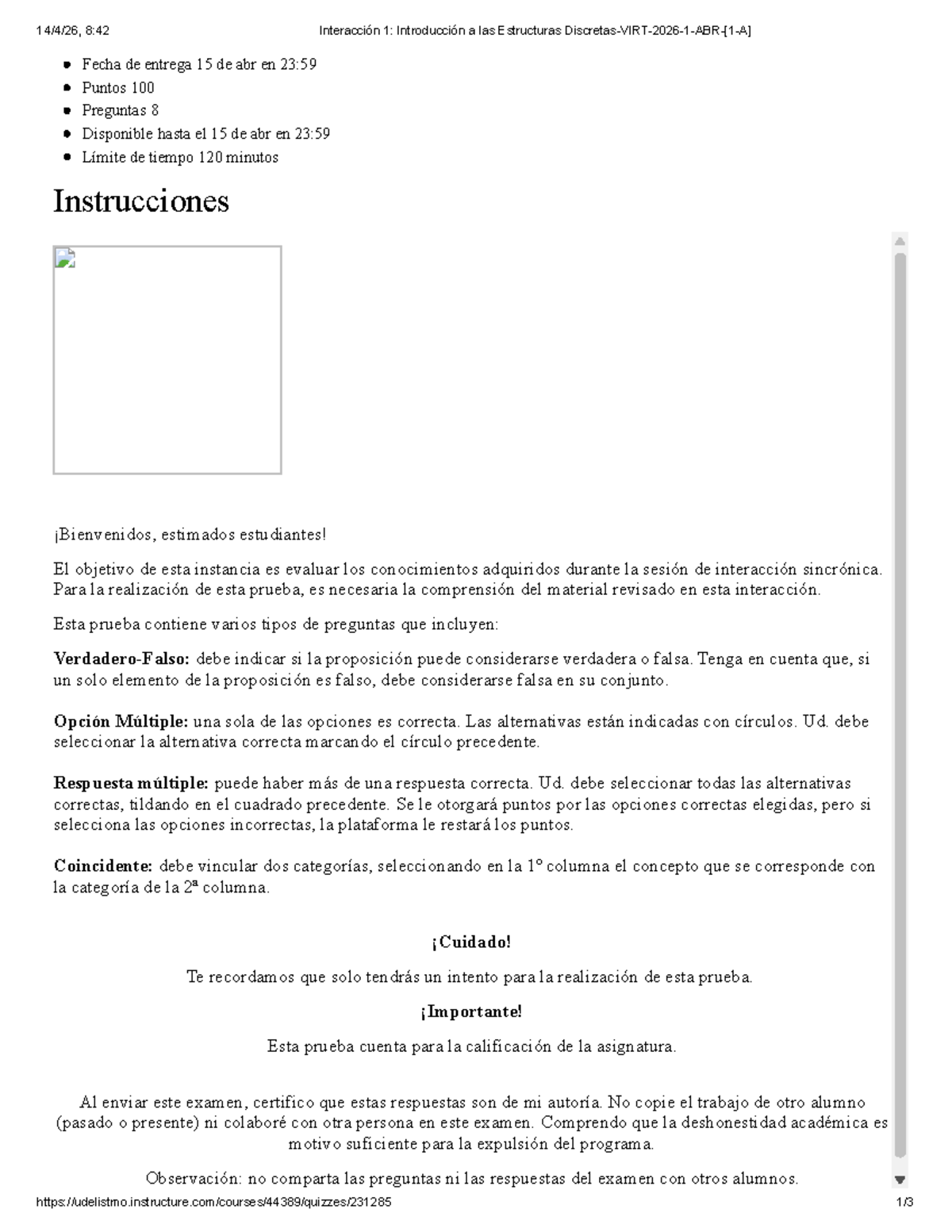 Interacción 1: Introducción a las Estructuras Discretas - VIRT-2026 ...