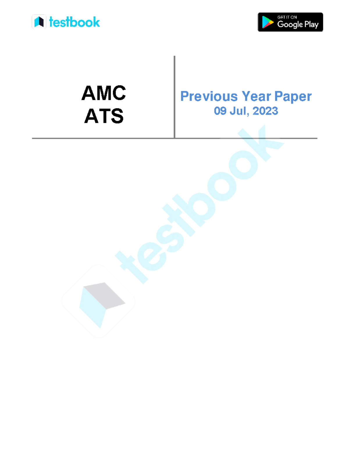 AMC ATS Official Exam Paper & Answer Key - 09 Jul, 2023 - Studocu