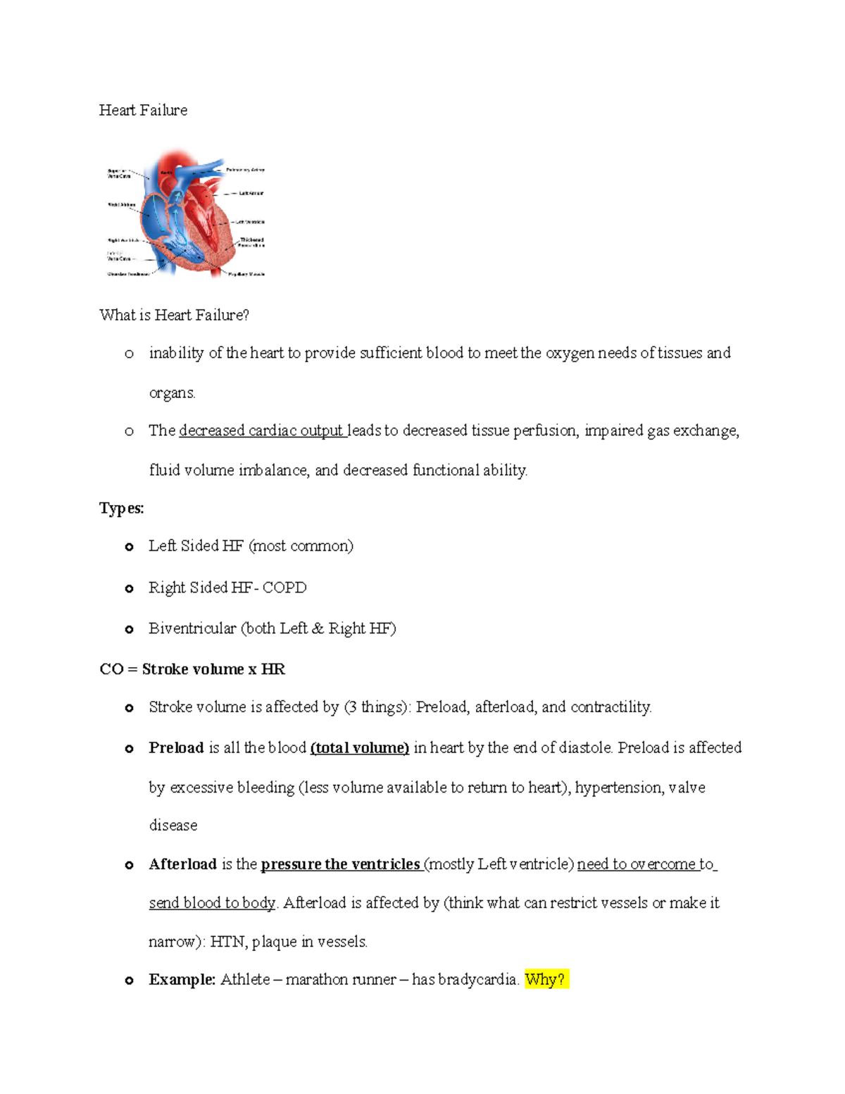 Heart Failure Overview - Lecture Notes (MED 101) - Studocu