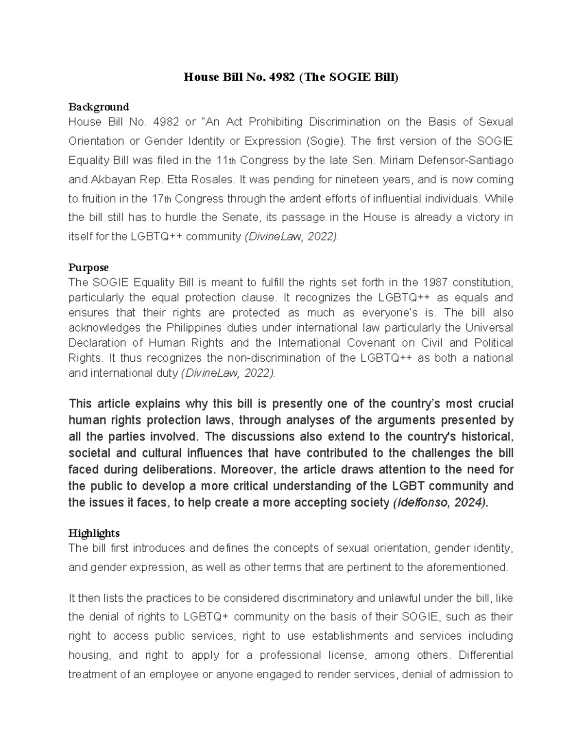 Gendso Sogie BILL - fgjgtjgtyhj - House Bill No. 4982 (The SOGIE Bill ...