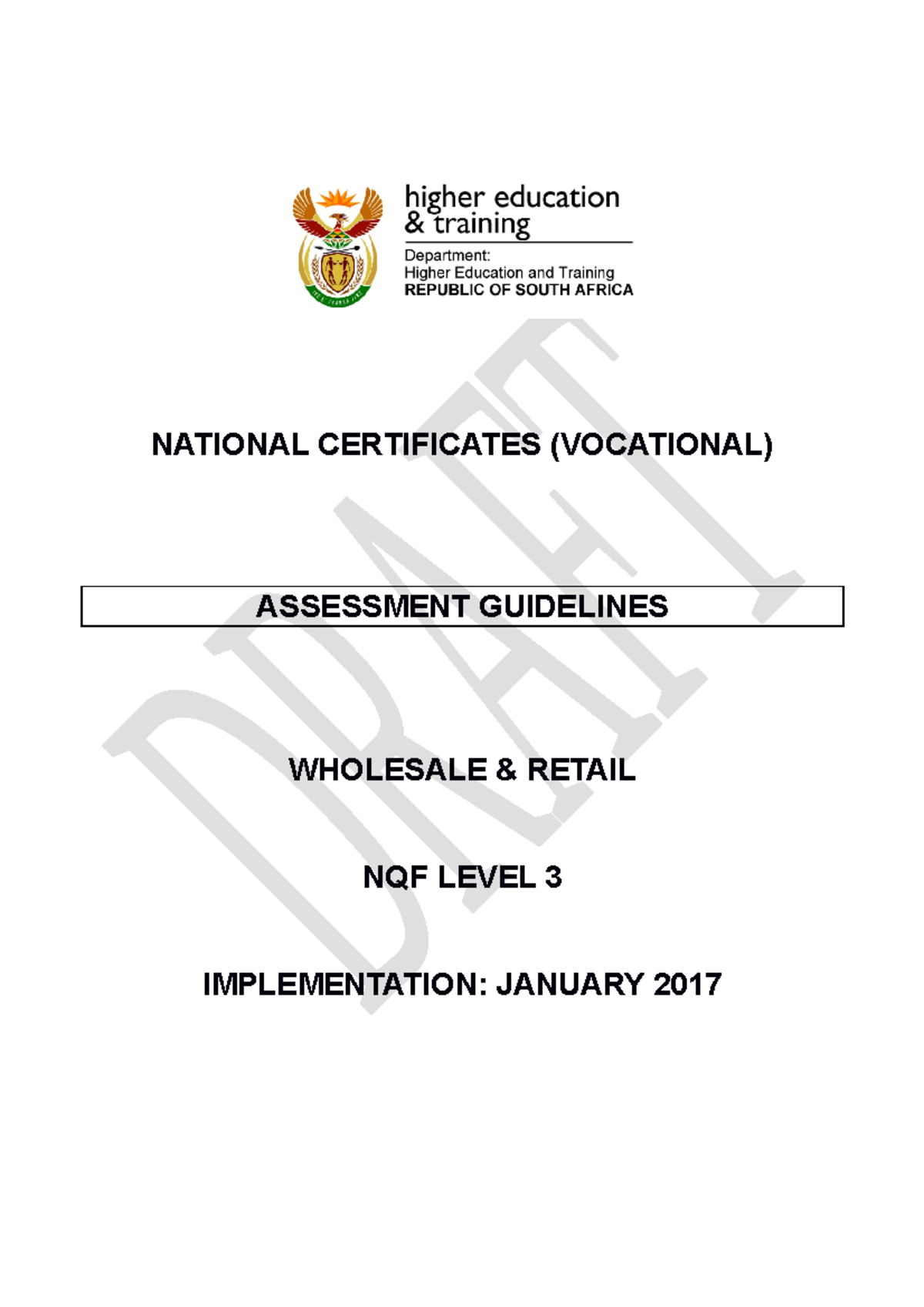 WR NCV Level 3 Assessment Guidelines and Implementation (Jan 2017 ...