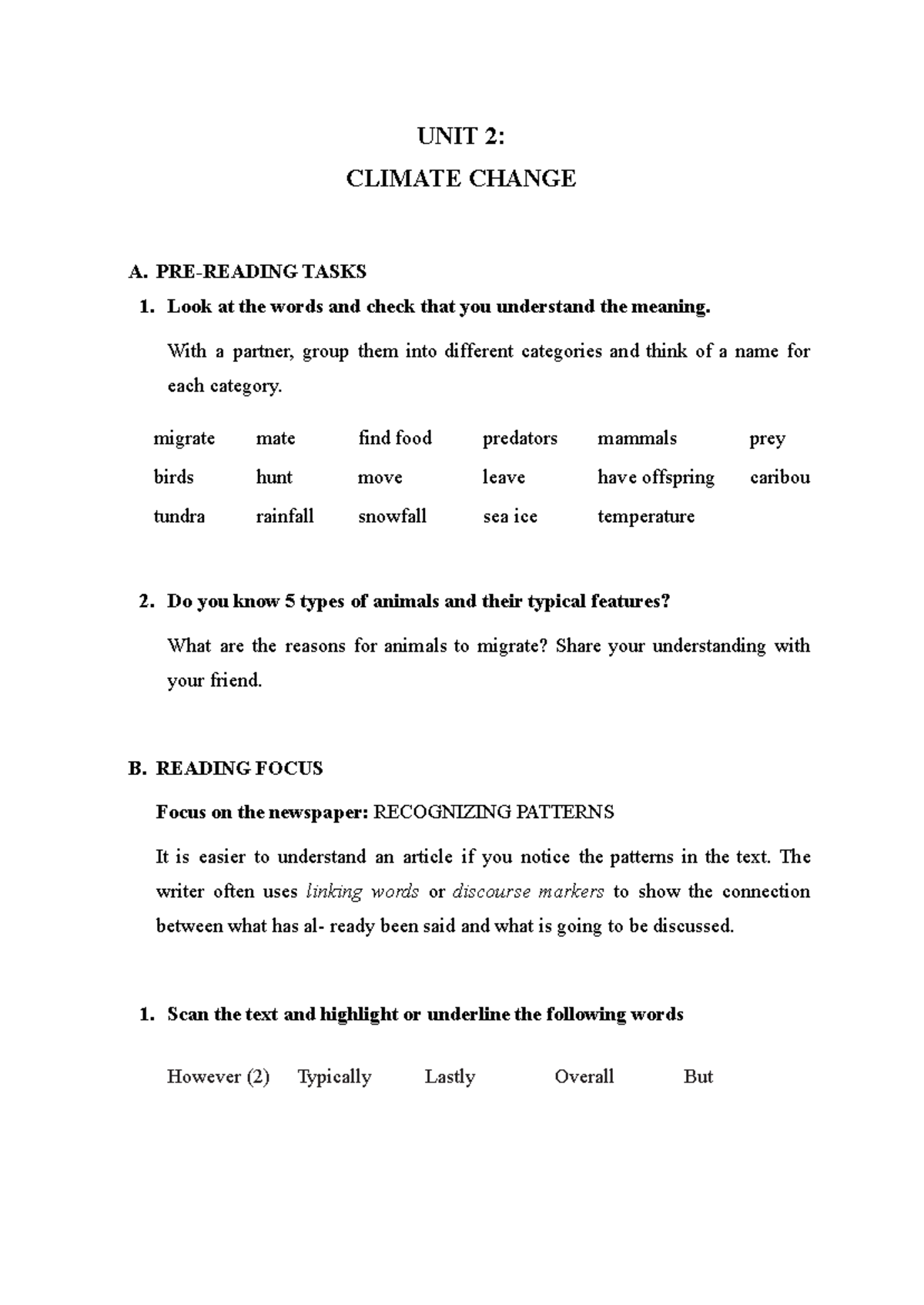 UNIT 2: CLIMATE CHANGE AND ANIMAL MIGRATION STUDY NOTES - Studocu