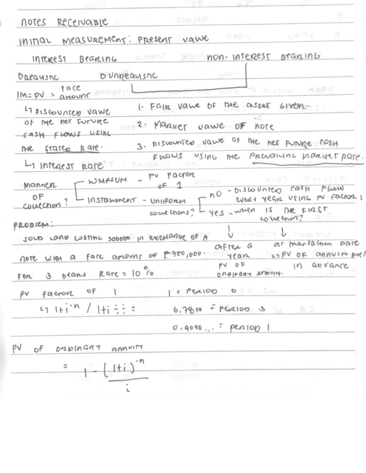 Notes on Receivable Initial Measurement: Present Value Analysis L7 ...