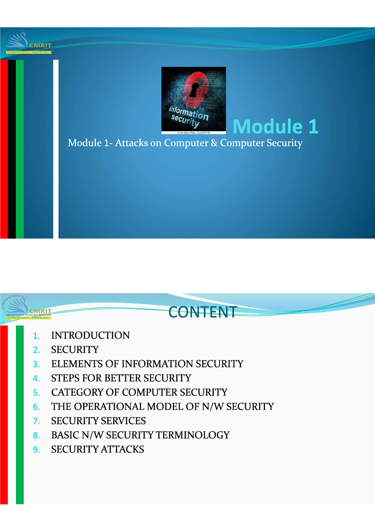 CMRIT CBE714B Information Security: Module 1 Overview and Key Concepts ...