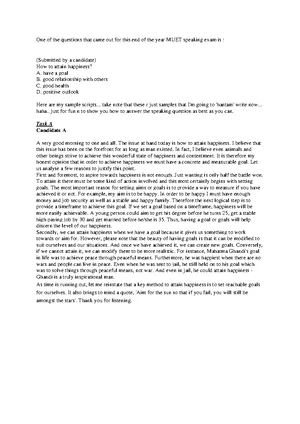 90442301 MUET Speaking Past Year Questions Compilation - Studocu