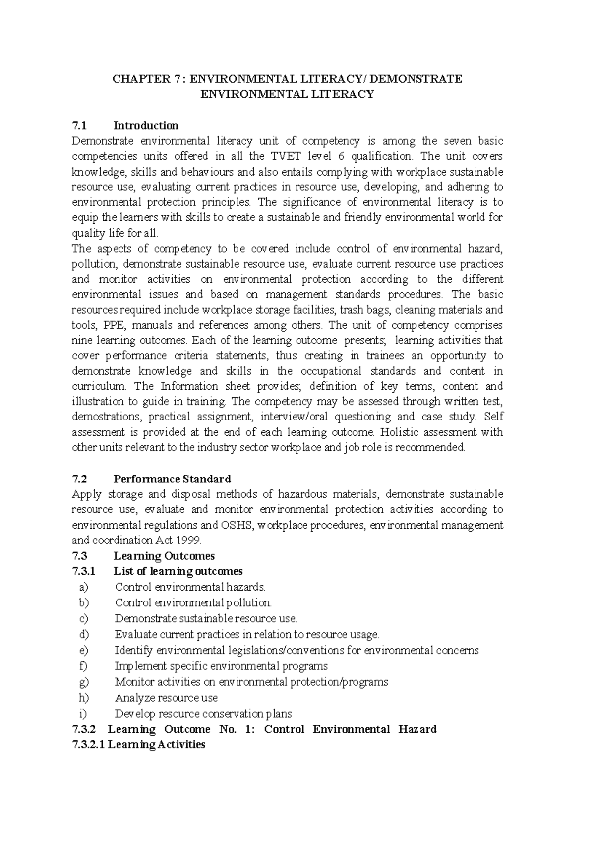 Environmental Literacy Notes: Understanding Competencies in TVET ...