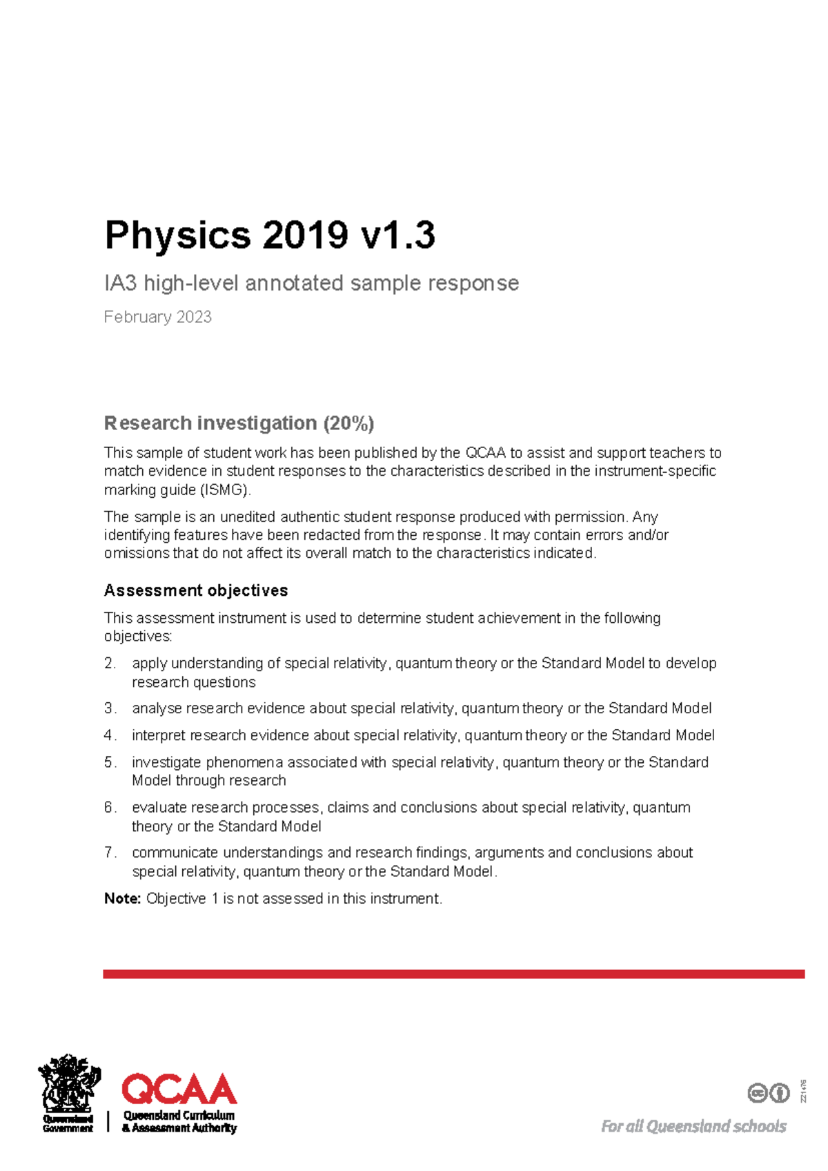 IA3 High-Level Annotated Sample Response - Physics 2019 (v1) - Studocu