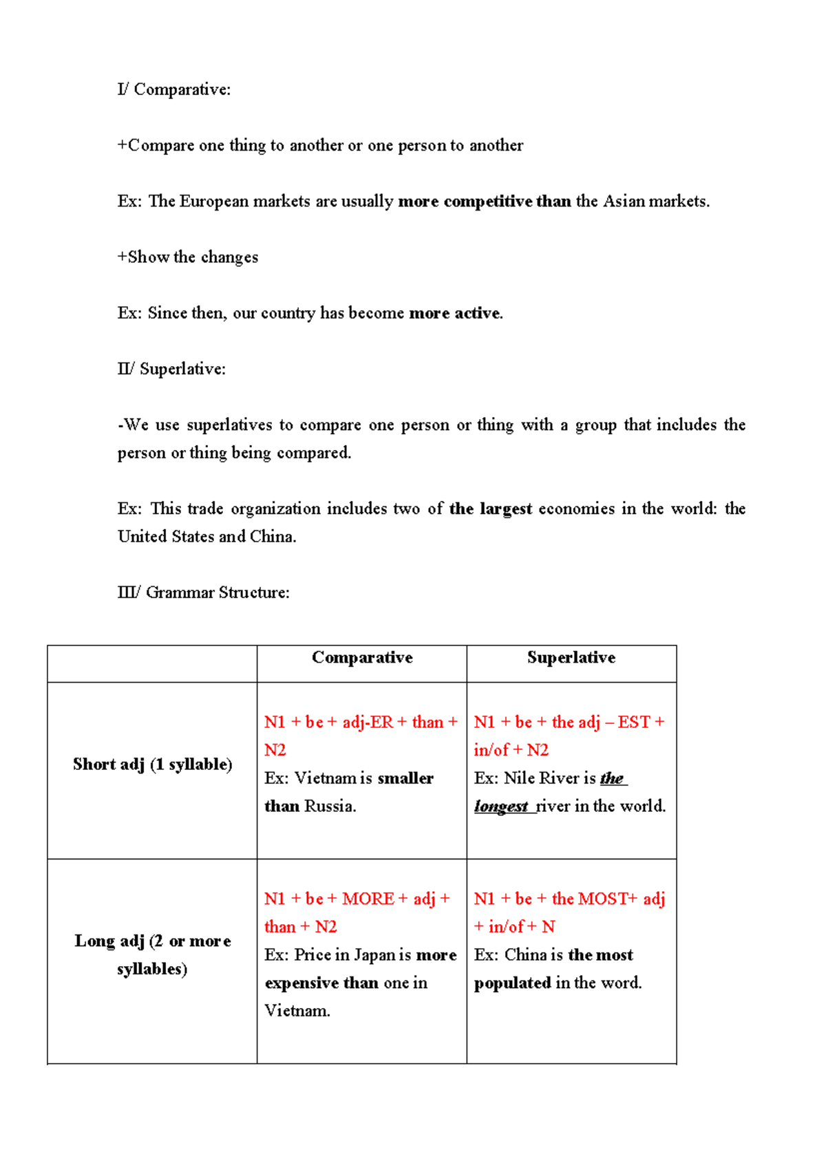 Comparative - I/ Comparative: +Compare one thing to another or one ...