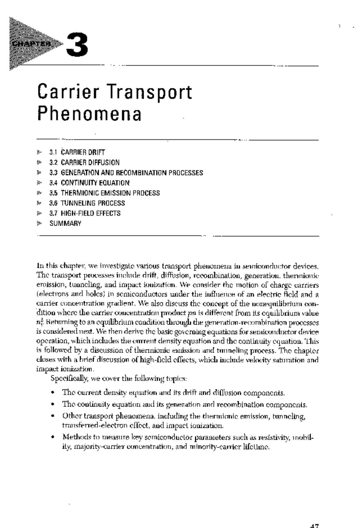 Chapter 3: Carrier Transport Phenomena in Semiconductors (EE 301) - Studocu