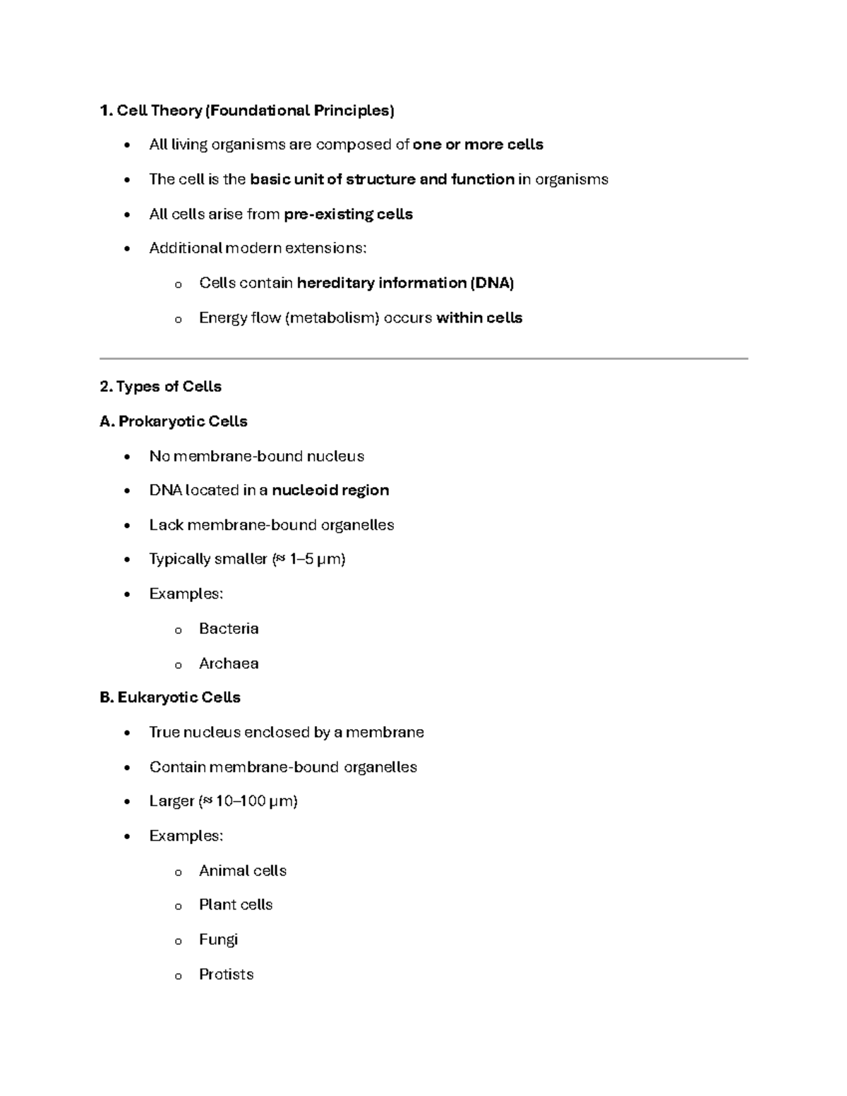 BIOL 101: Intro to Cell Theory and Structure Overview - Studocu
