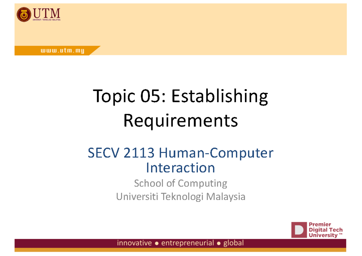 05a Requirements and Data Gathering - Topic 05: Establishing ...