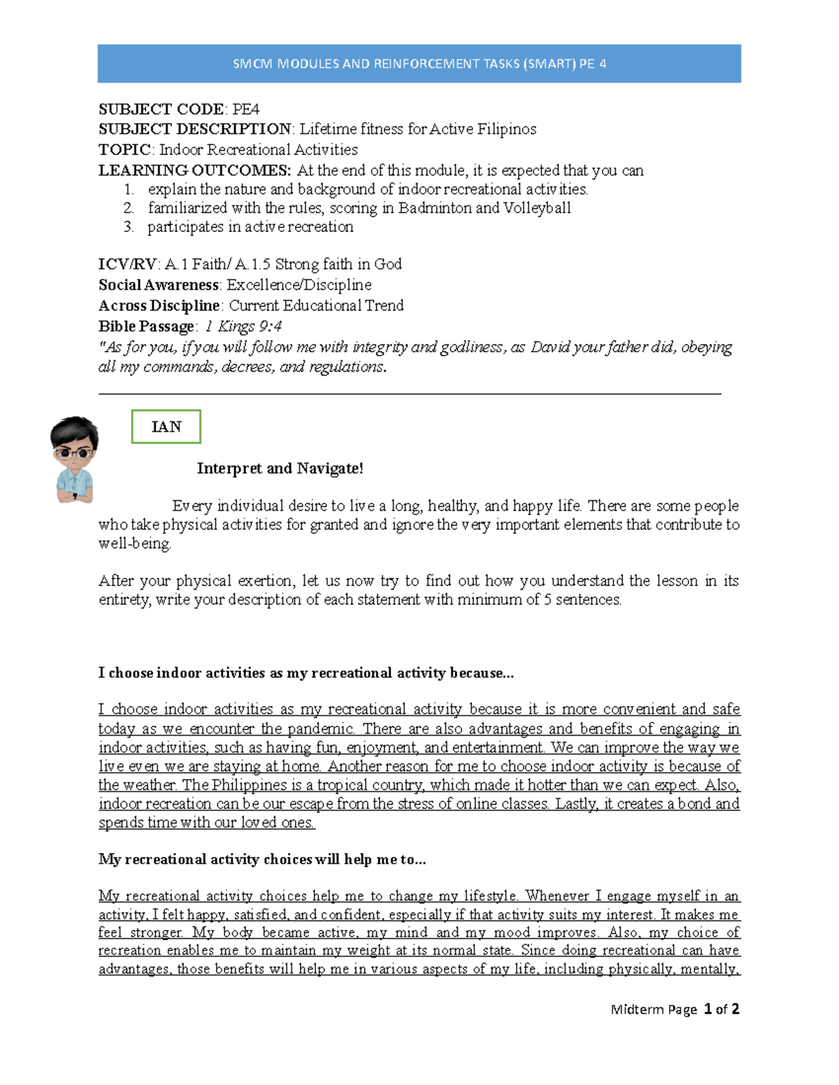 PE 4 Midterm Module 2 IAN - SUBJECT CODE : PE SUBJECT DESCRIPTION ...