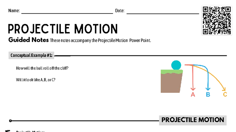 Projectile Motion (PHYS 101) Guided Notes and Examples - Studocu