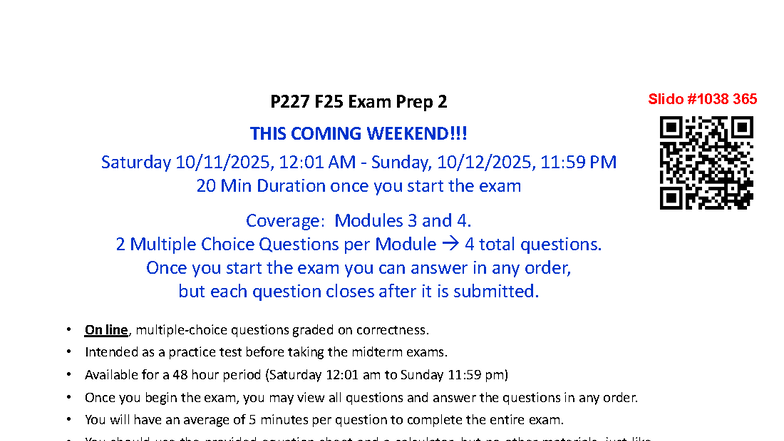 P227 F25 L11 Exam Prep Notes: Modules 3 & 4 Overview - Studocu
