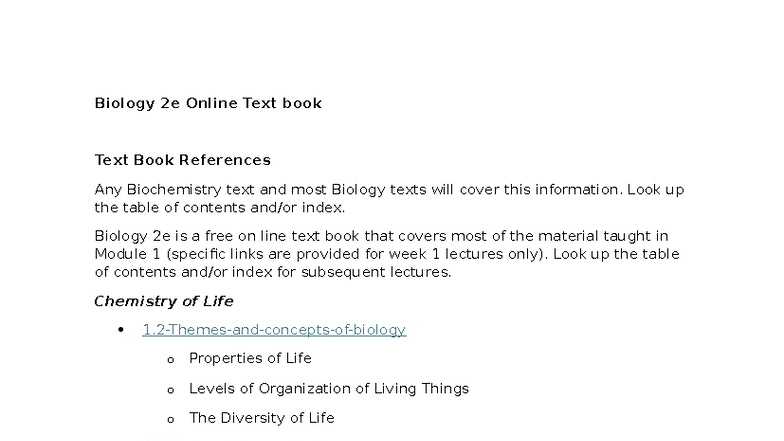 BIOL1XX7 Week 1 Textbook References: Biology 2e Overview - Studocu