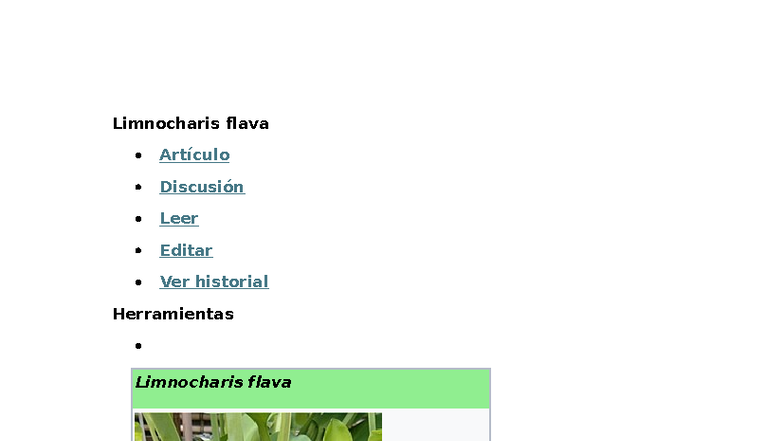 Limnocharis flava: Taxonomía y Usos Culinarios - Studocu