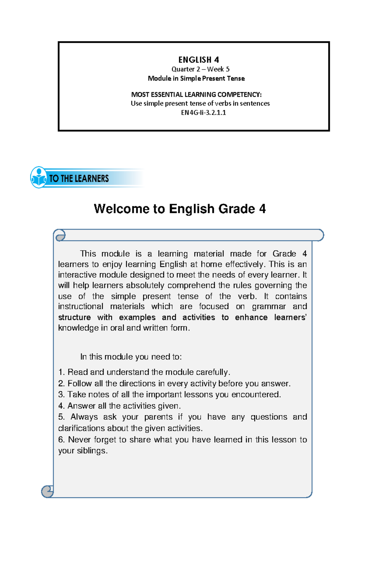 English 4 Q2 Week 5 - Exploring the Simple Present Tense - Studocu