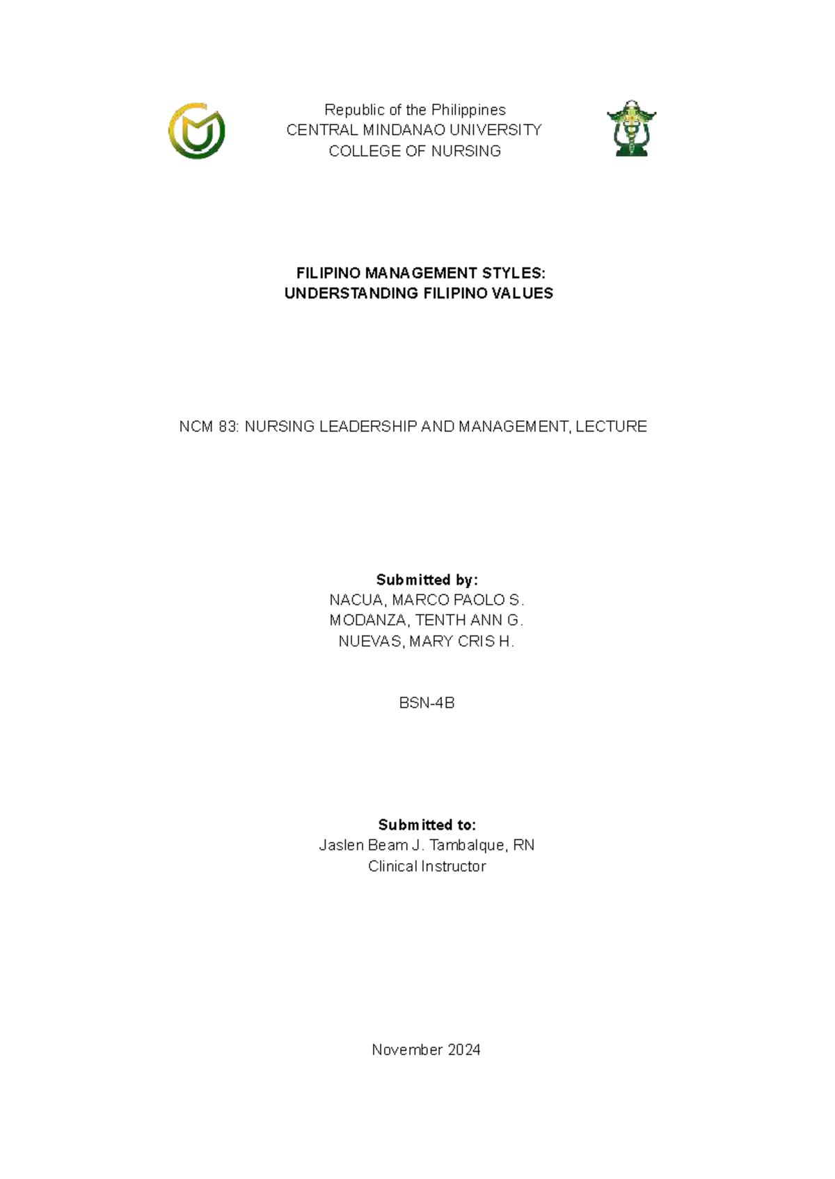 Filipino Management Styles: Insights into Values & Leadership in NCM 83 ...