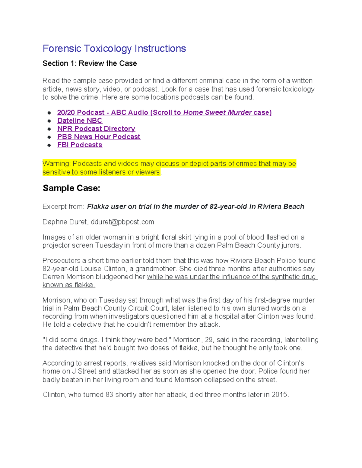 Copy of FS 5.05 Forensic Toxicology Worksheet and Instructions ...