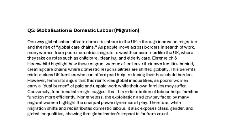 Sociology Revision: Globalisation, Migration & Ethnicity Insights - Studocu