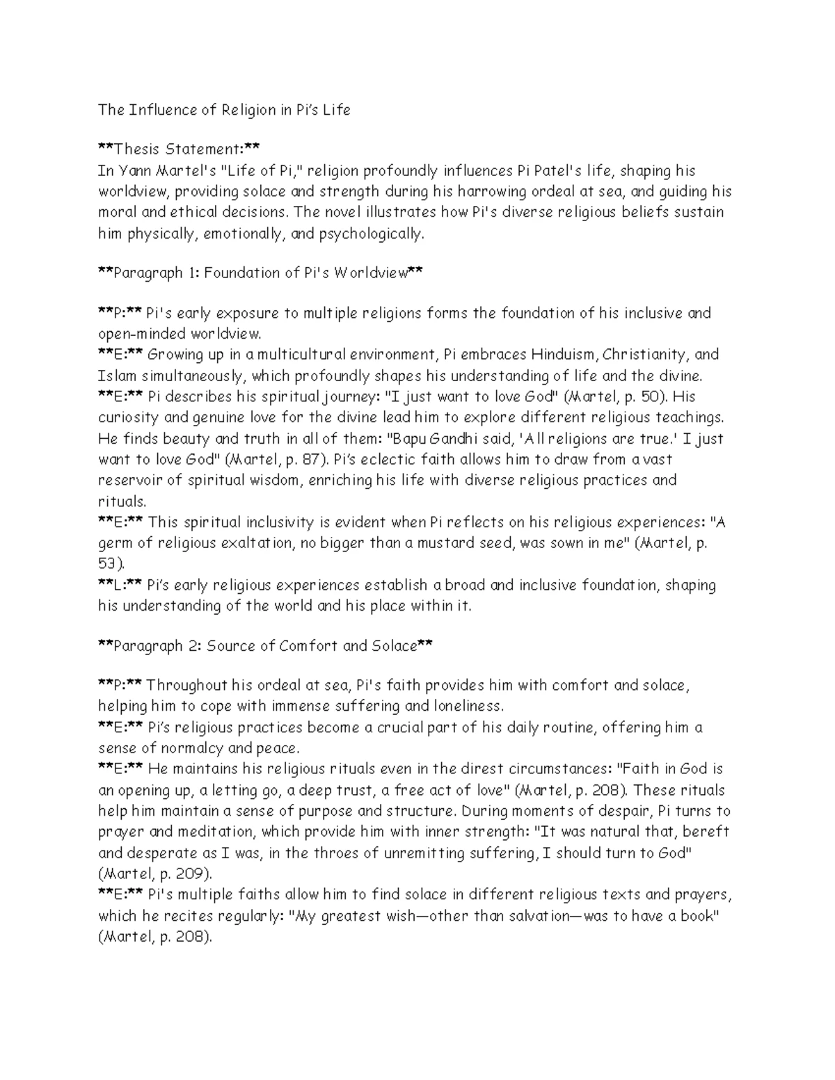 Life of pi religion essay - The Influence of Religion in Pi’s Life ...