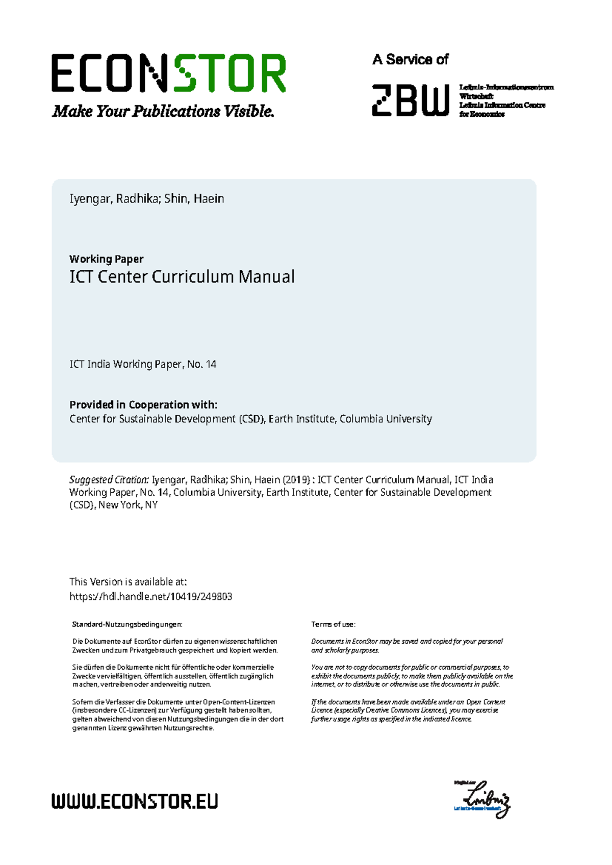 ICT India Working Paper No. 14: Curriculum Manual for ICT Centers - Studocu