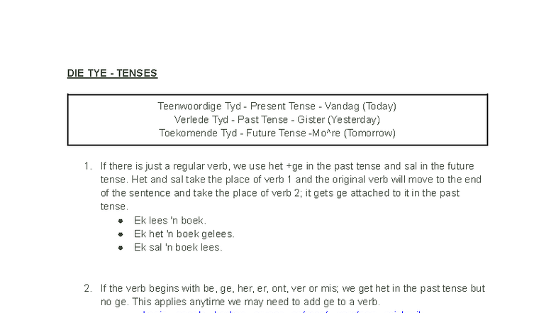 DIE TYE - Tense Notes for Language Study (DIE TYE) - Studocu