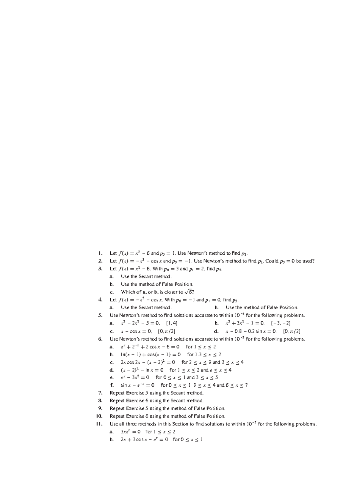 Tutorial 2 - Let f (x) = x 2 − 6 and p 0 = 1. Use Newton’s method to ...