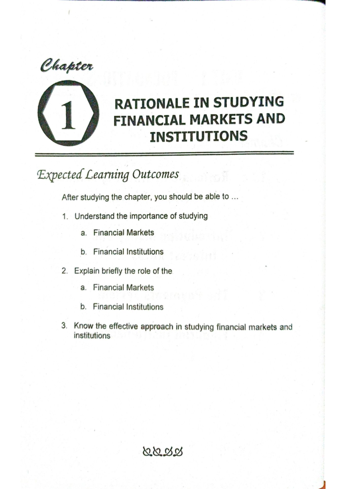 Financial Markets and Institutions - Chapter 1 RATIONALE IN STUDYING ...