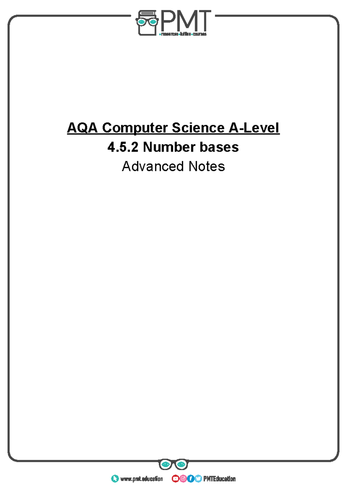 AQA Computer Science 4.5.2 Advanced Notes on Number Bases - Studocu