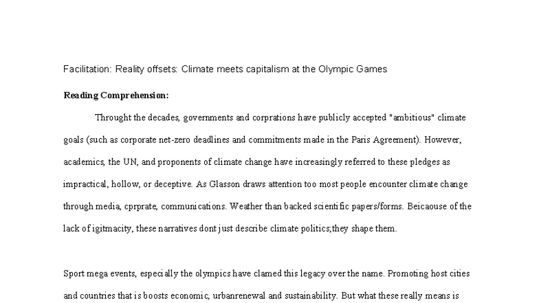 Facilitation: Climate vs. Capitalism at the Olympics - Reading ...