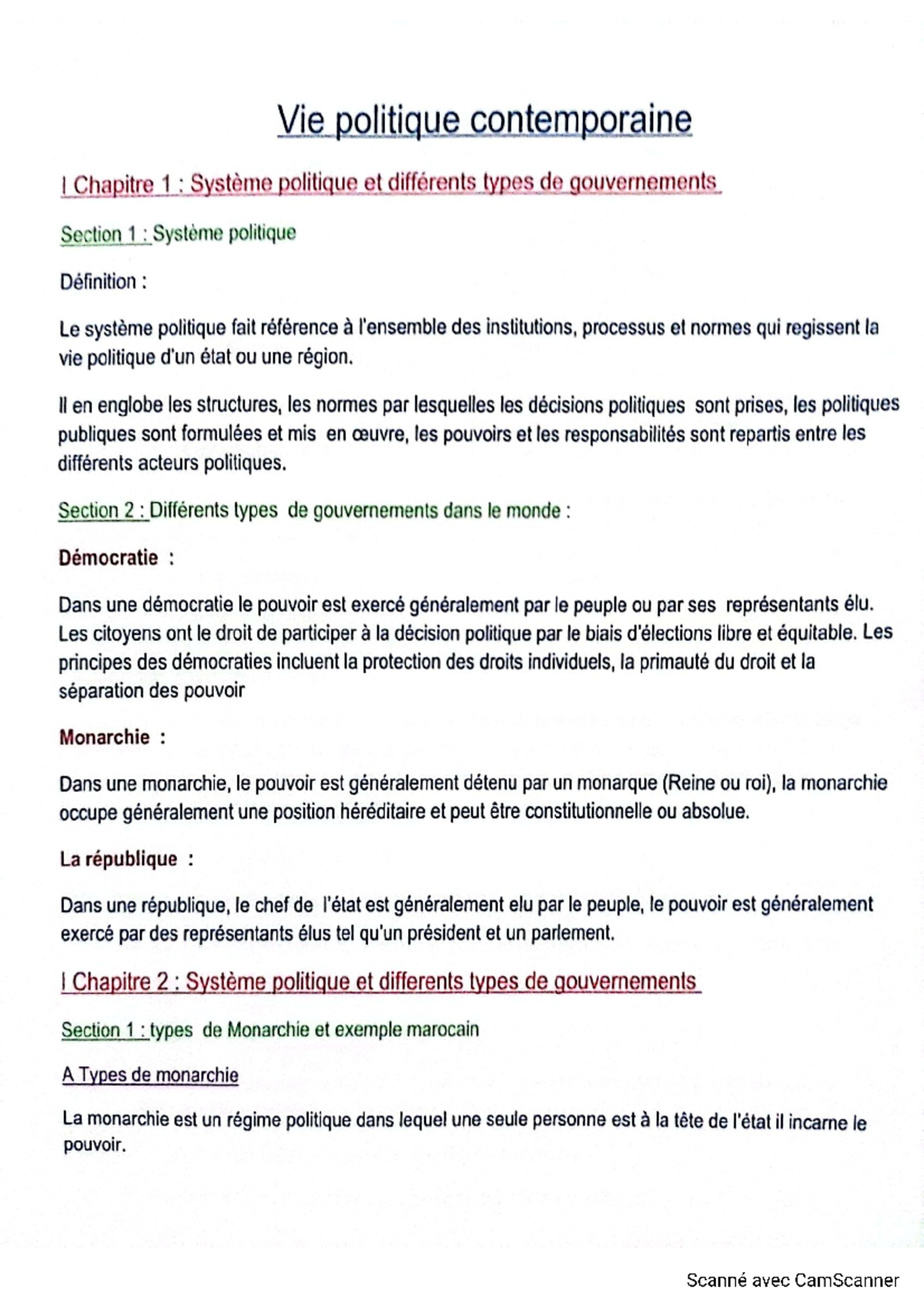 Résumé sur le Système Politique et Gouvernements - Politique ...