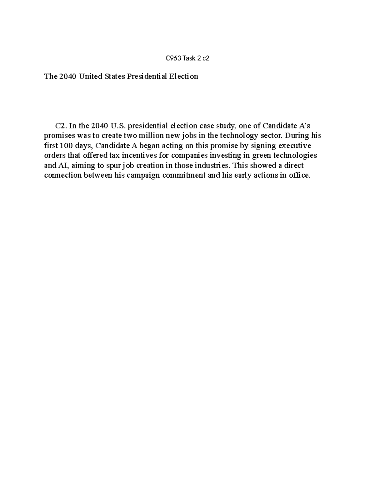 C963 Task 2 c2 - passed - C963 Task 2 c The 2040 United States ...
