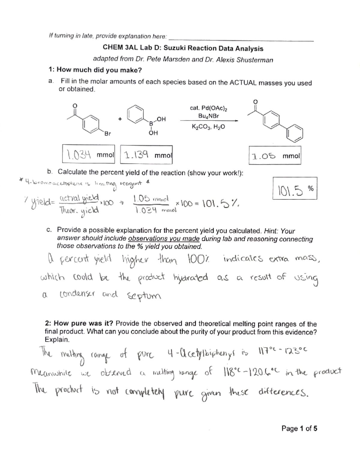 CHEM 3AL Lab G: Data Analysis of Column Chromatography Results - Studocu