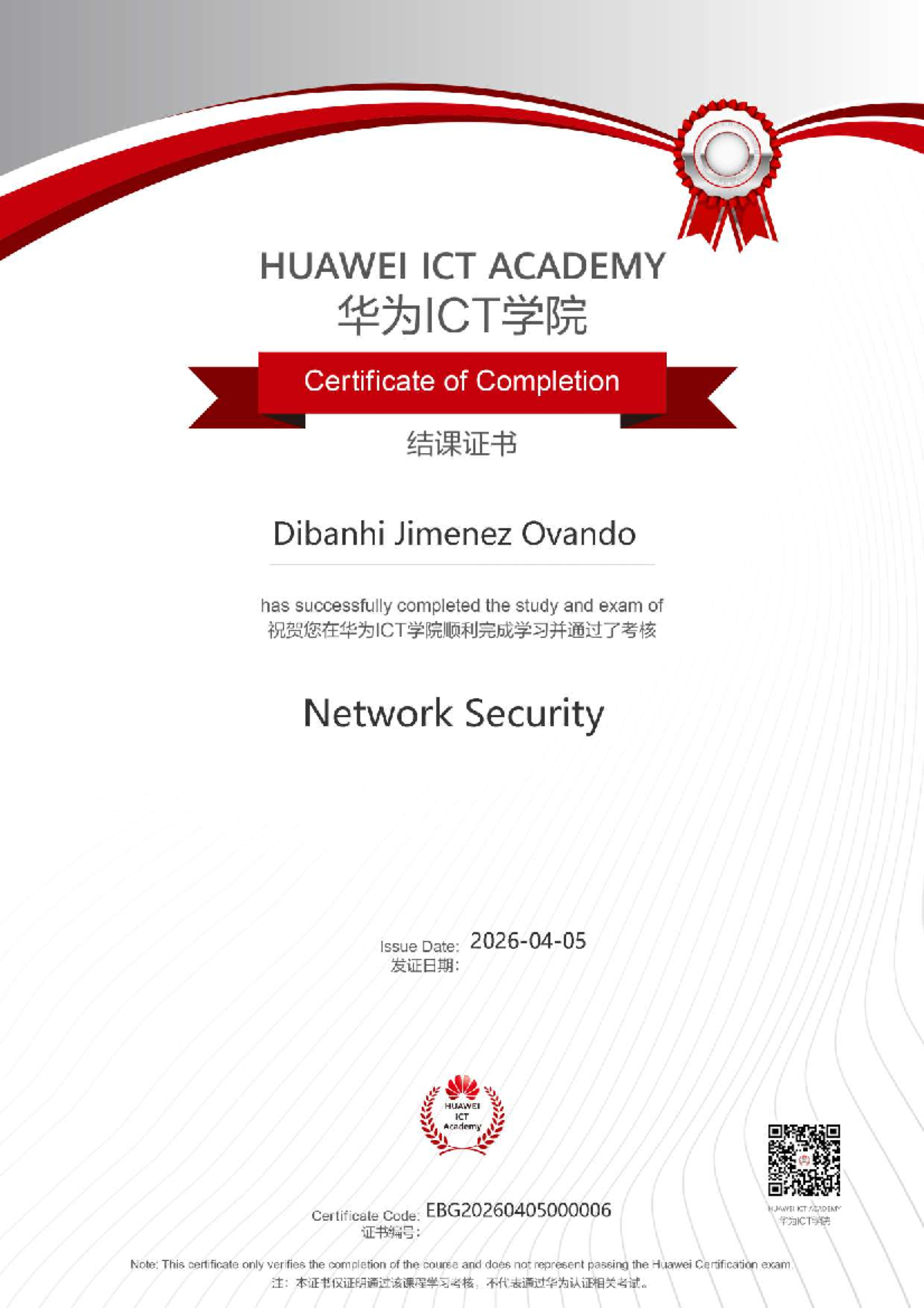 HUAWEI ICT ACADEMY CTAR Network Security Completion Certificate - Studocu