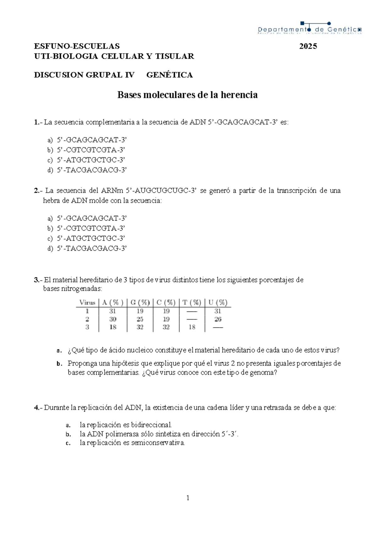 CELULAR Y TISULAR: Discusión Grupal IV 2025 sobre Genética y Herencia ...
