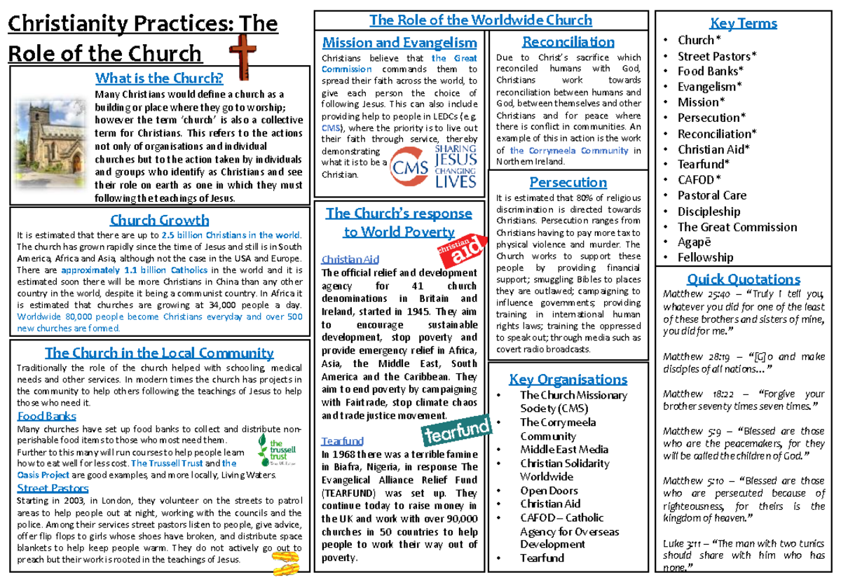Christian Practices: The Role of the Church in Community & Growth - Studocu