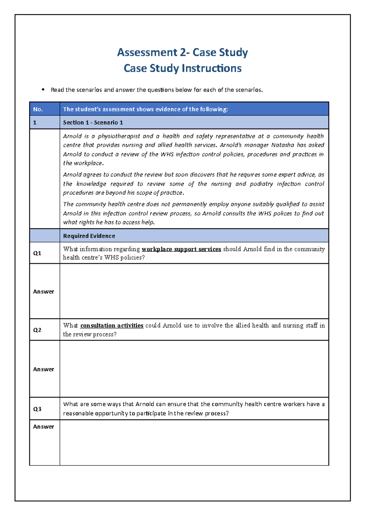 TASK 2 case studies - Assessment 2- Case Study Case Study Instructions ...