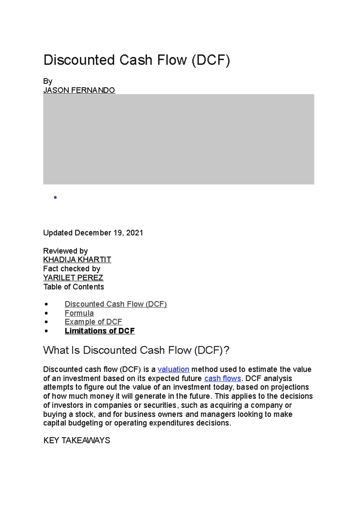 DCF Analysis: Key Concepts, Formulas & Examples for Valuation - Studocu