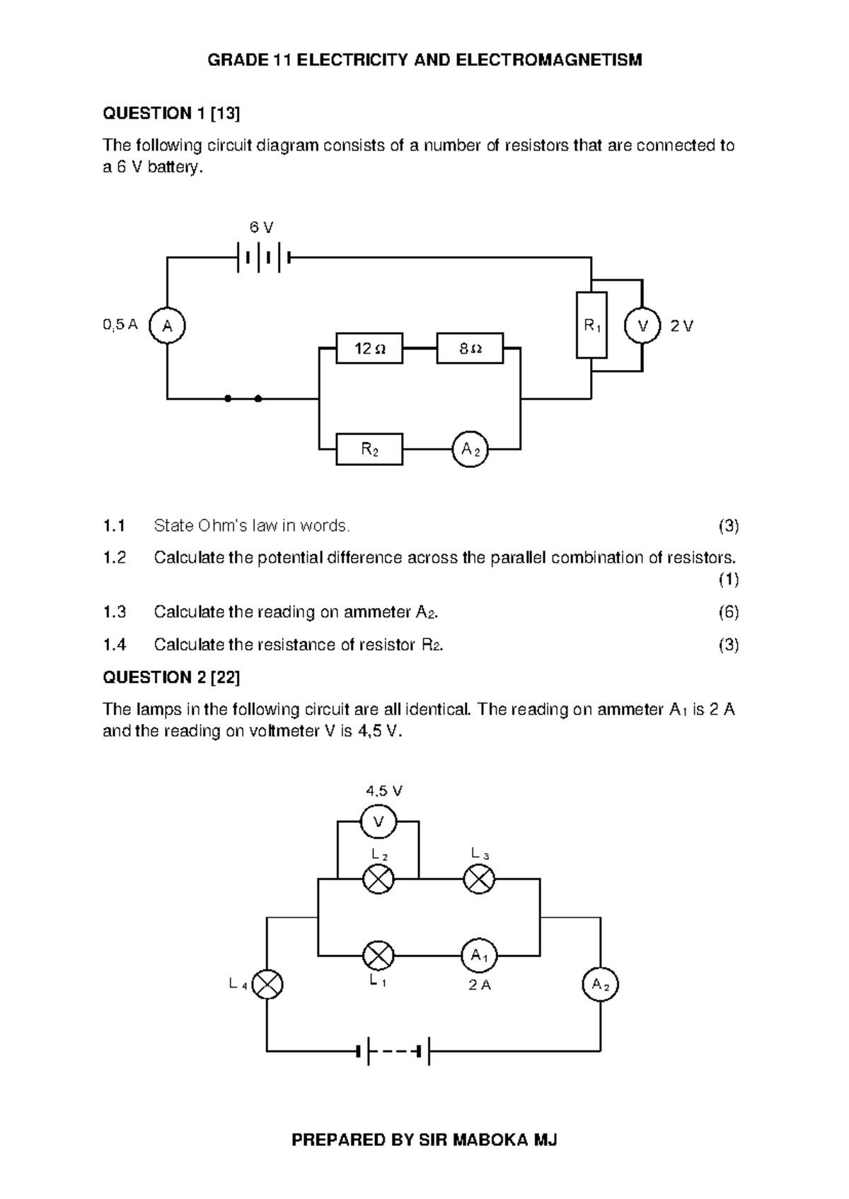 GRADE 11 ELECTRICITY AND ELECTROMAGNETISM STUDY NOTES - Studocu