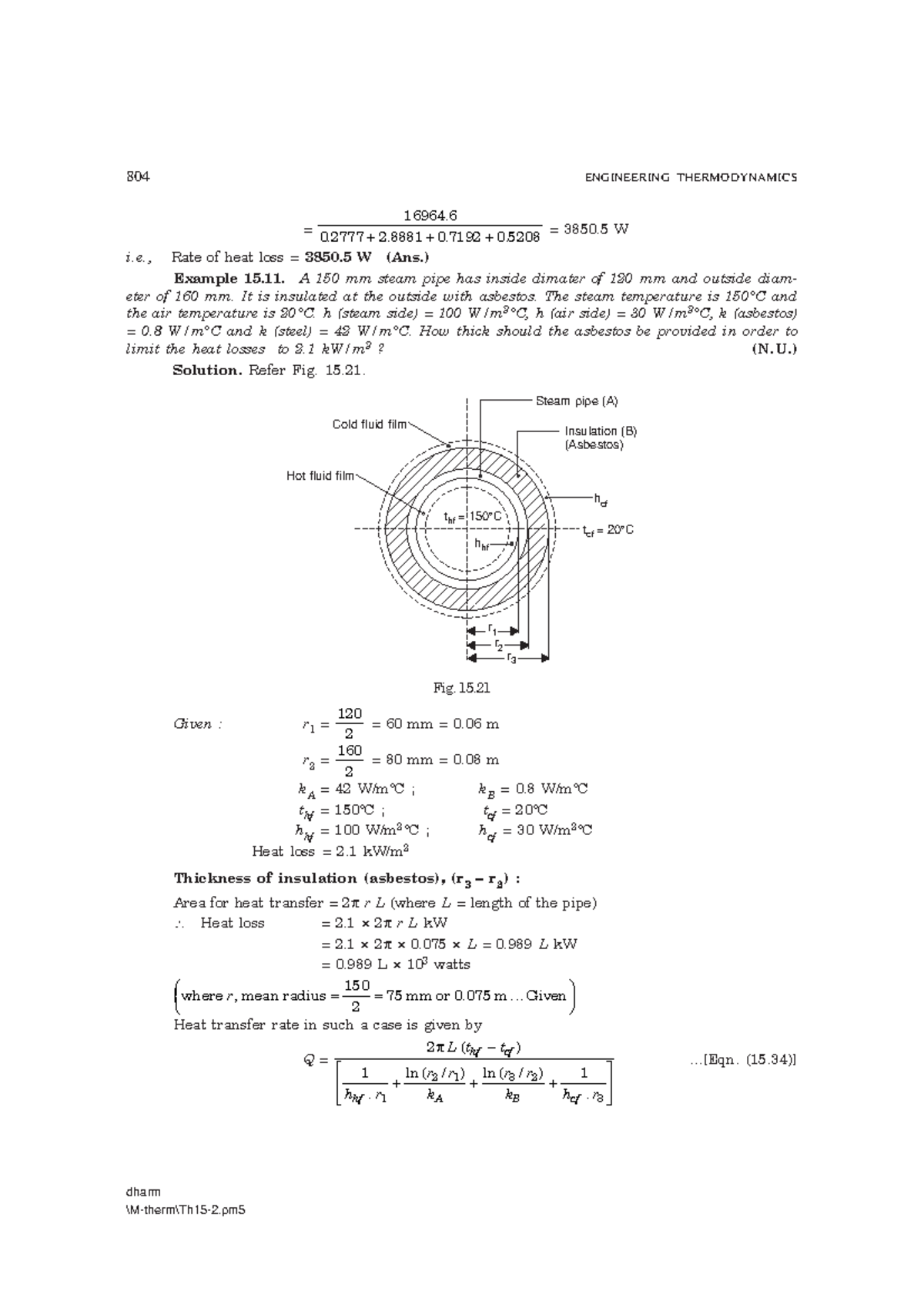 804 ENGINEERING THERMODYNAMICS: Heat Loss Calculation Example - Studocu