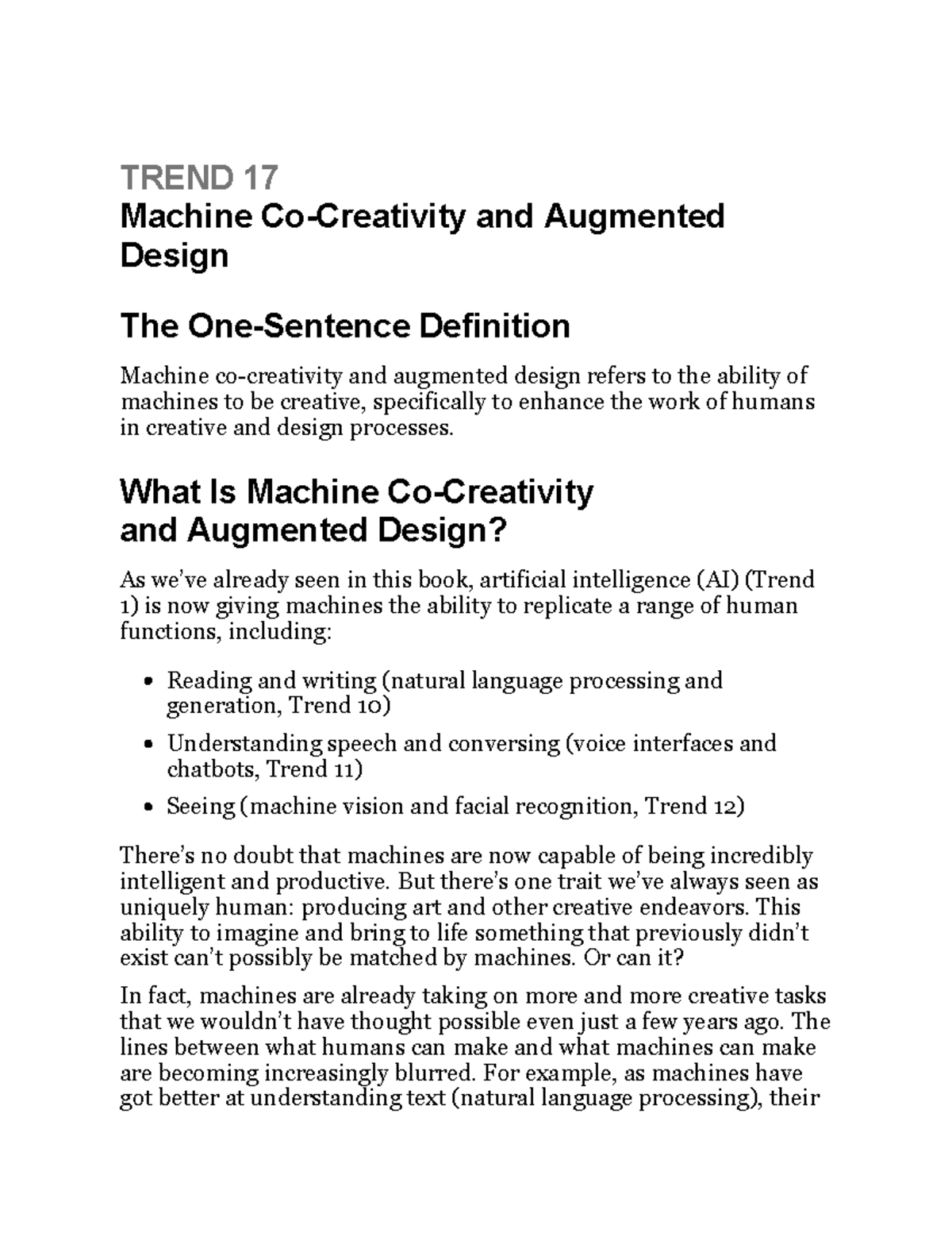 TREND 17: Machine and Augmented Design in Co-Creativity - Studocu