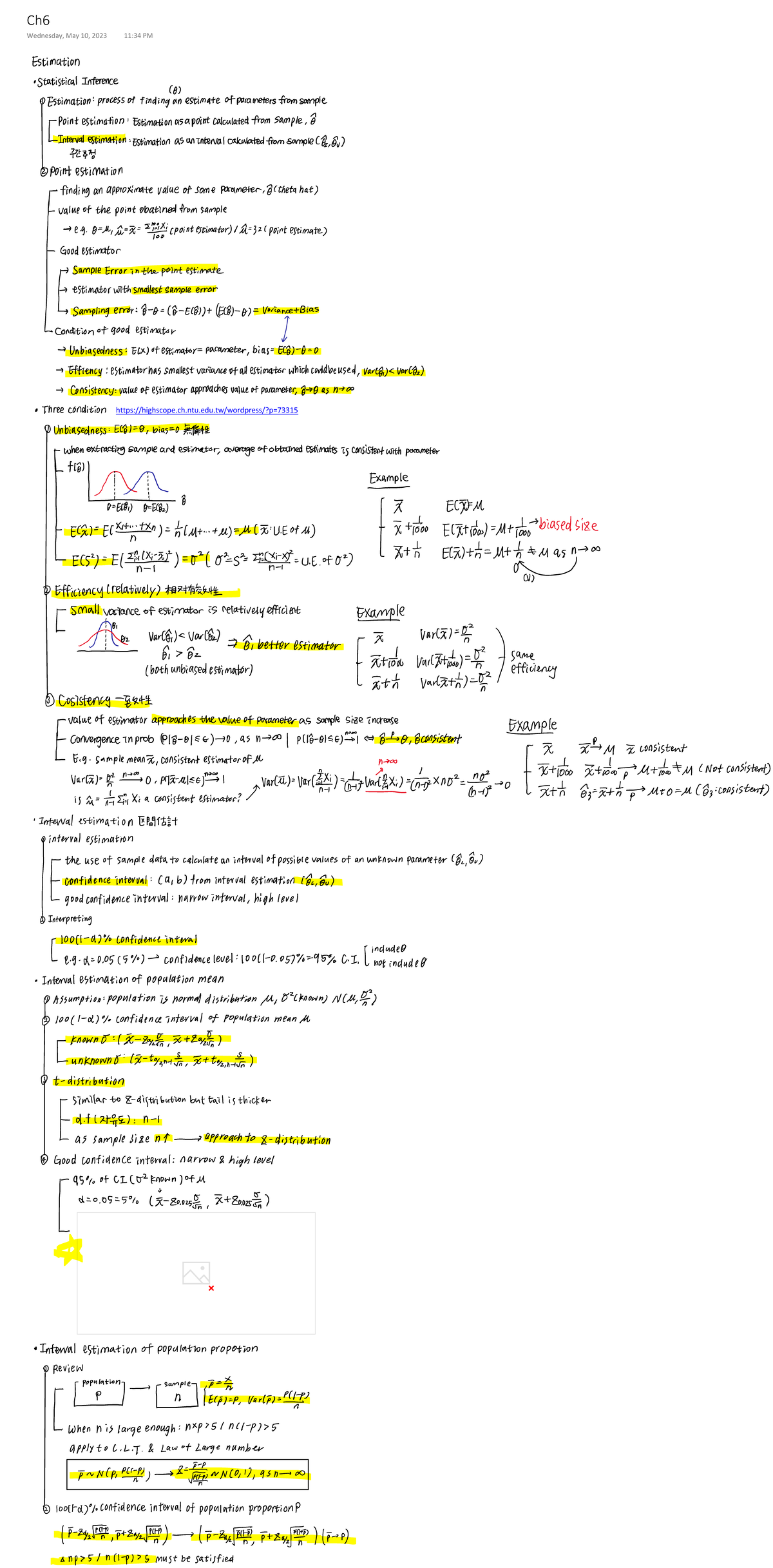 Ch6 - Estimation & Statistical Inference - Note Summary - Studocu
