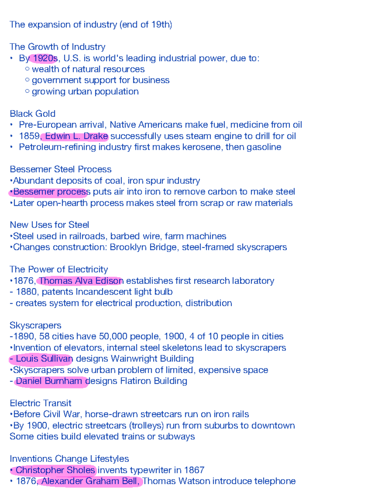 US History Lecture Notes: Industrialization and Progressivism Overview ...