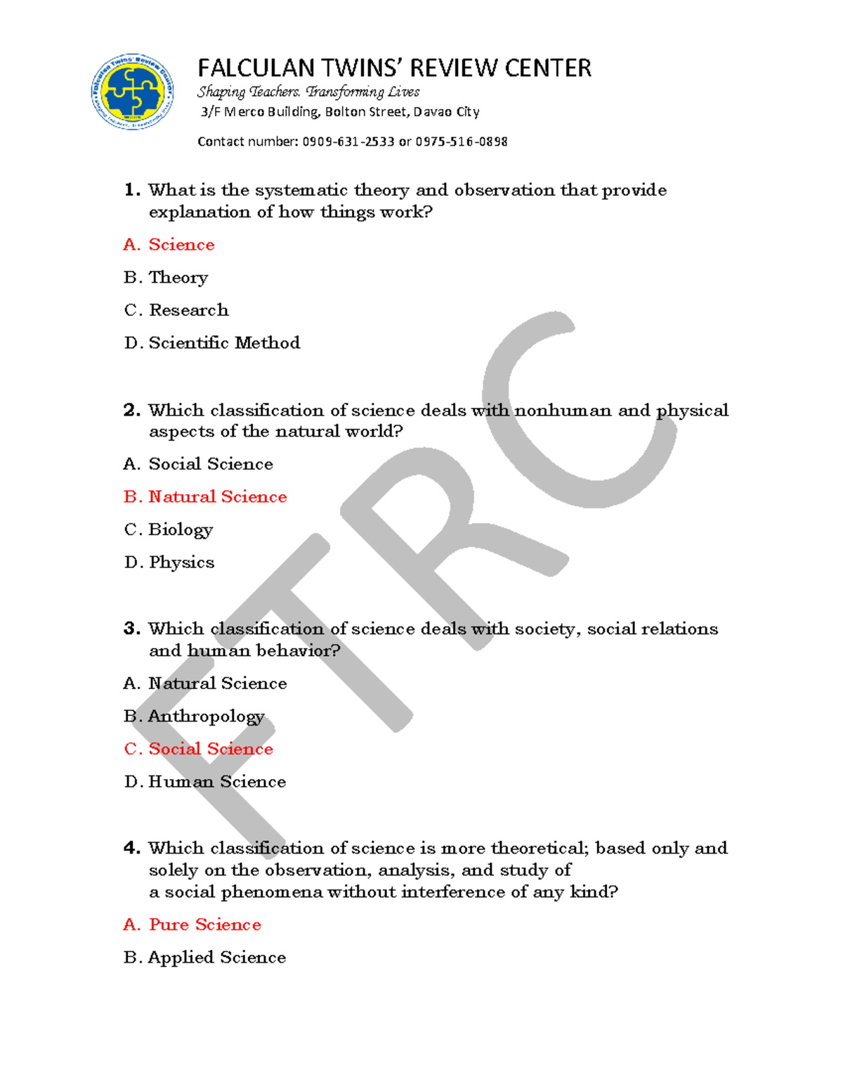 Socstud Major FTRC - Comprehensive Review on Social Sciences Concepts ...