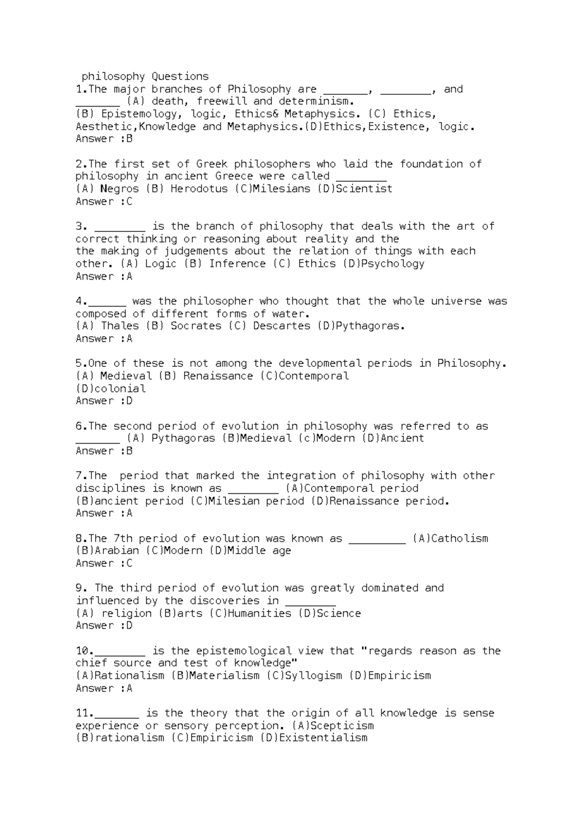 GST 205 Philosophy Questions and Answers - Studocu