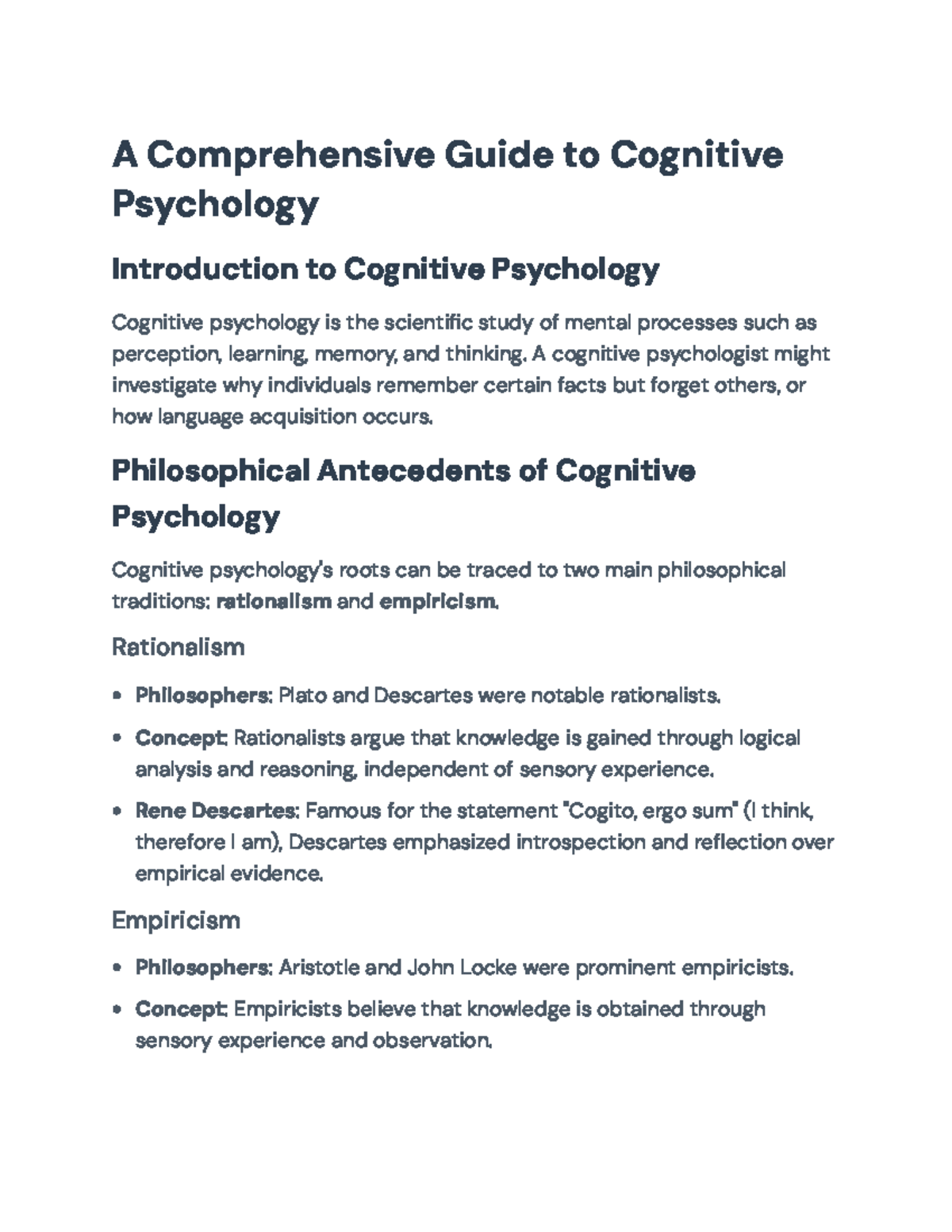Cognitive Psychology Overview: Philosophical Roots & Key Concepts - A ...